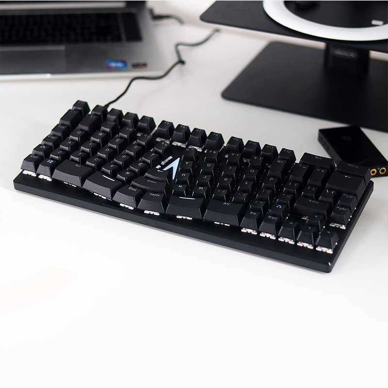M MAKETHEONE Ergonomic Mechanical Gaming Keyboard, X-Bows Butterfly Layout Mech Keebs, USB-C Wired 80% Ergo KB with 86 Keys White Backlit for Desktop Computer PC (Lite, Gateron Black Switches)