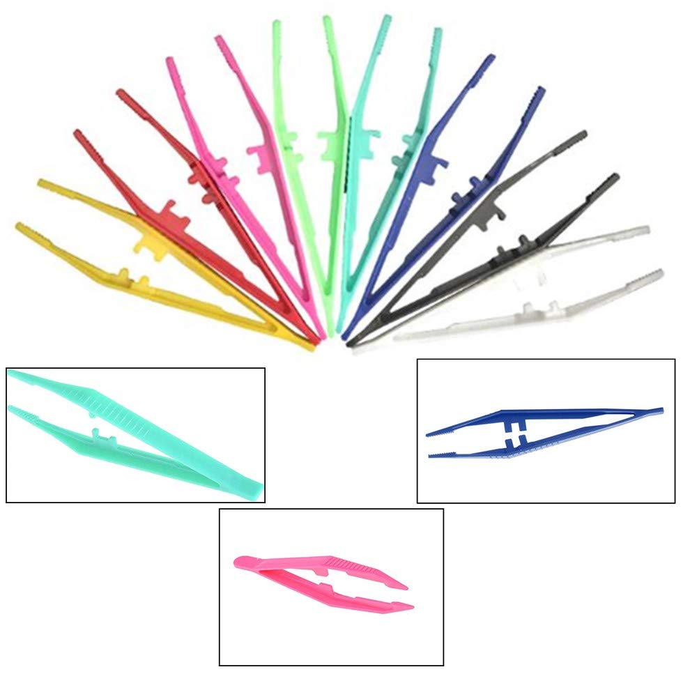 24 Pcs Tweezers First Aid Disposable Plastic Tweezers Forceps Tweezers
