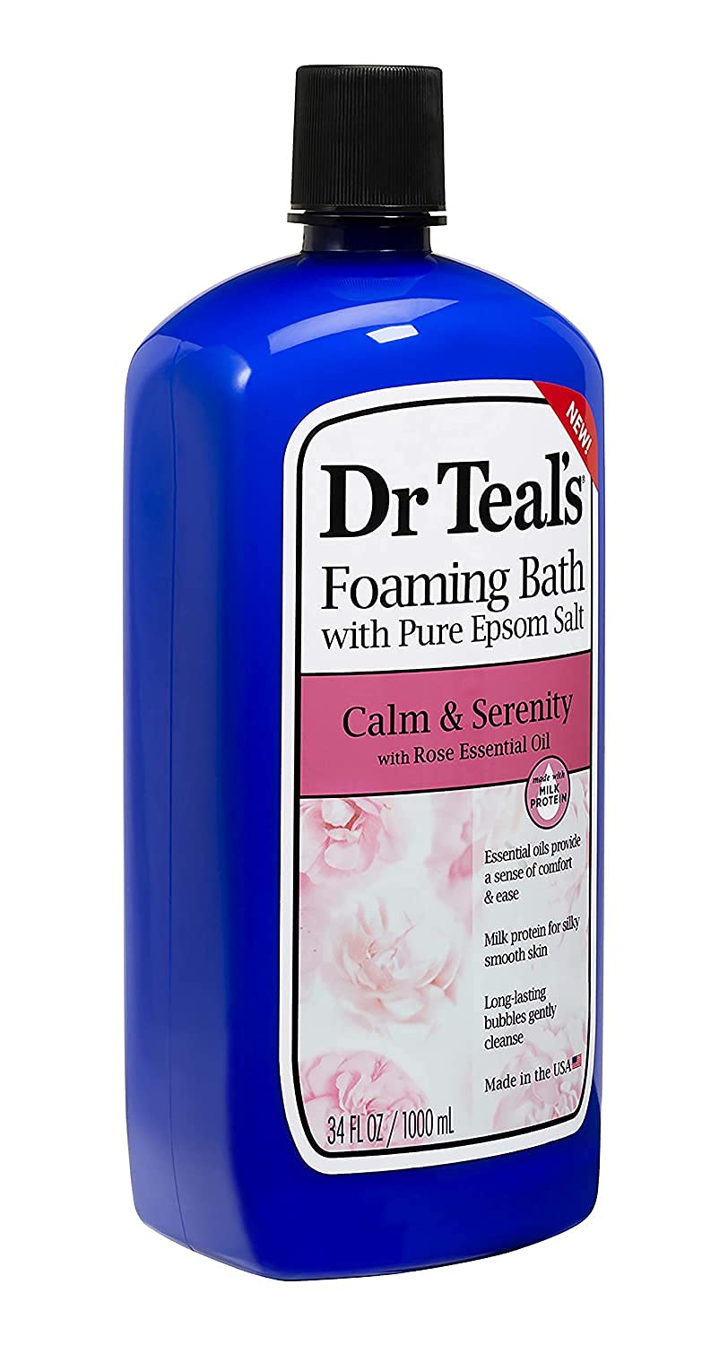 Dr. Teal's Foaming Bath Variety Gift Set (2 Pack, 34oz Ea) - Melatonin Sleep Bath, Calm & Serenity with Rose Essential Oil -Relieve Stress & Promote a Better Nights Sleep - at Home Spa Kit