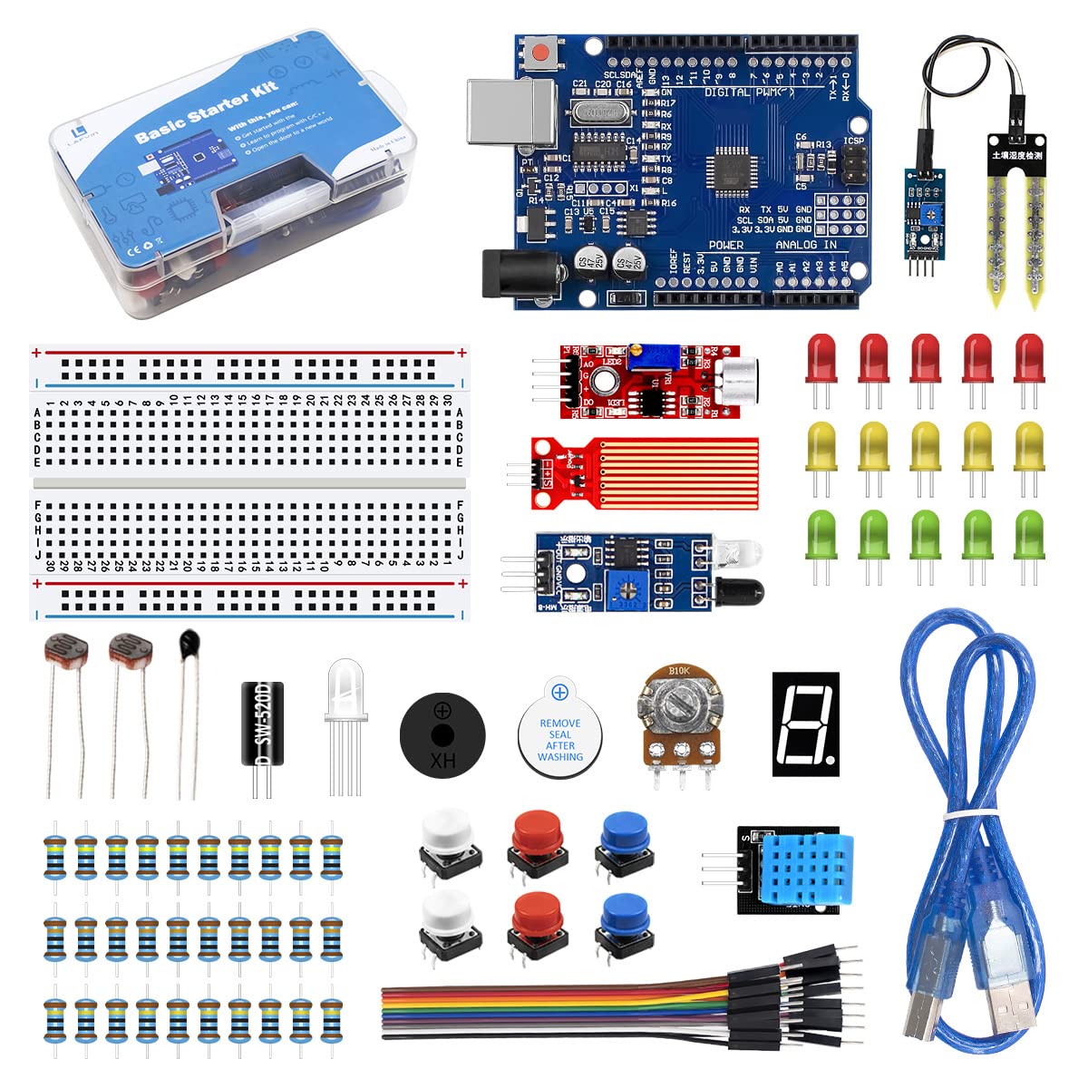 LAFVIN Basic Starter Kit with R3 CH340,Breadboard + Retail Box Compatible with Arduino IDE