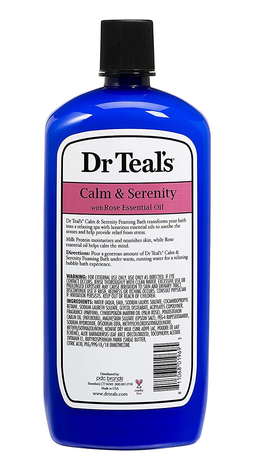 Dr. Teal's Foaming Bath Variety Gift Set (2 Pack, 34oz Ea) - Melatonin Sleep Bath, Calm & Serenity with Rose Essential Oil -Relieve Stress & Promote a Better Nights Sleep - at Home Spa Kit