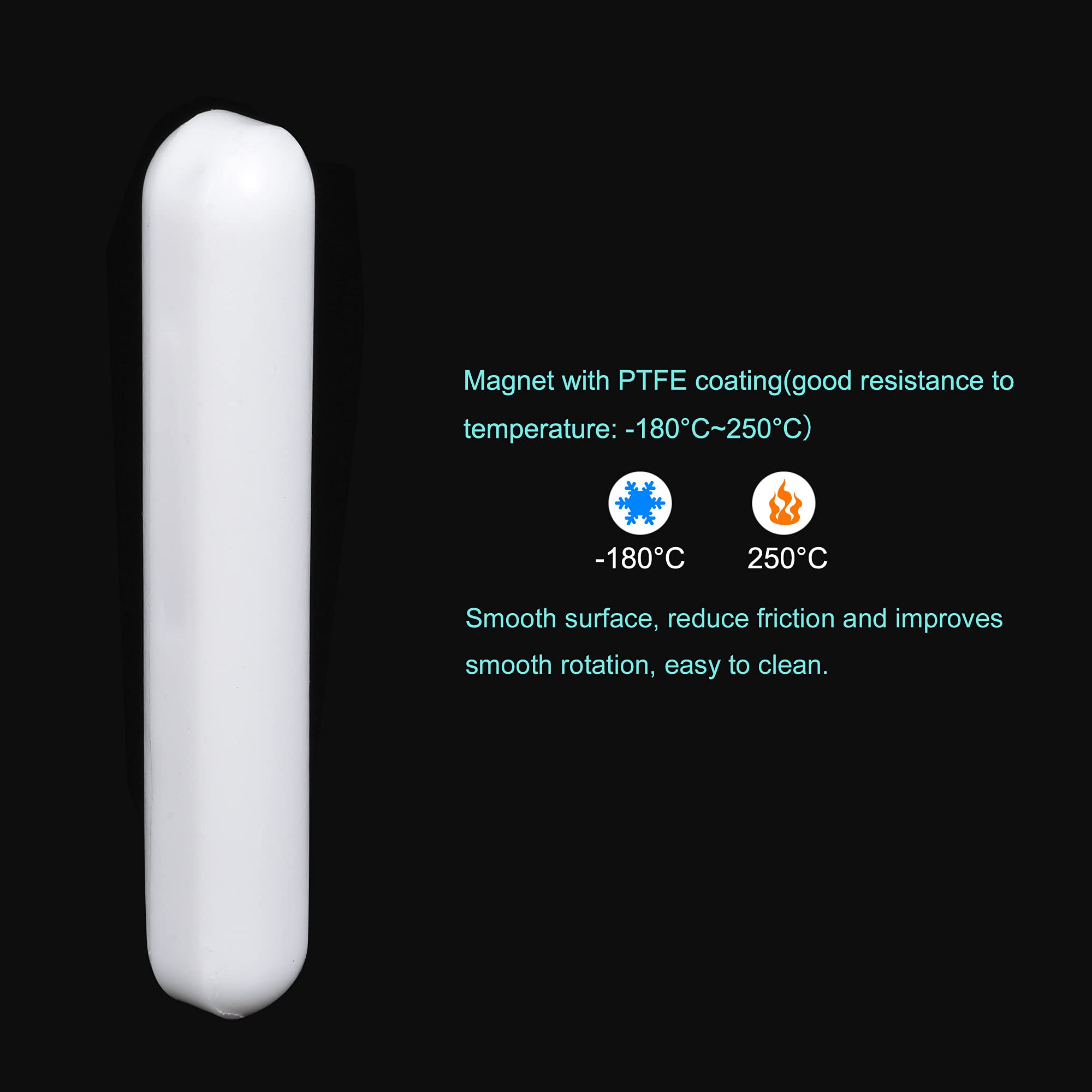 MECCANIXITY Magnetic Stirrer Mixer Stir Bar Rod 60mm(2.36") Cylinder Shape PTFE Coating Magnet White for Laboratory
