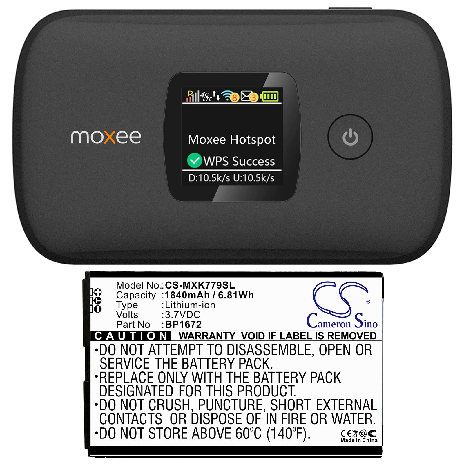 BWXY Compatible Replacement for Battery Moxee BP1672 K779, K779HSDG_P 1840mAh
