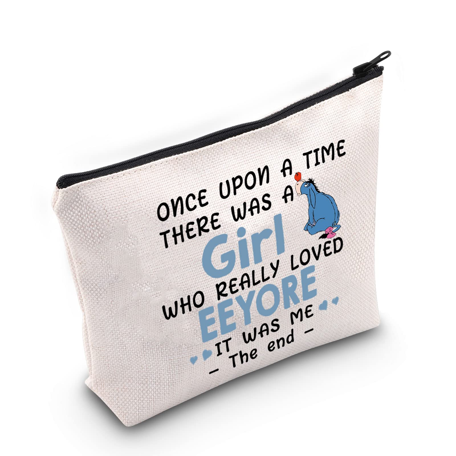 ZJXHPO Funny Cartoon Character Lover Gift There Was A Who Really Loved Zipper Pouch Cartoon Donkey Makeup Bag (ONCE-Cartoon)
