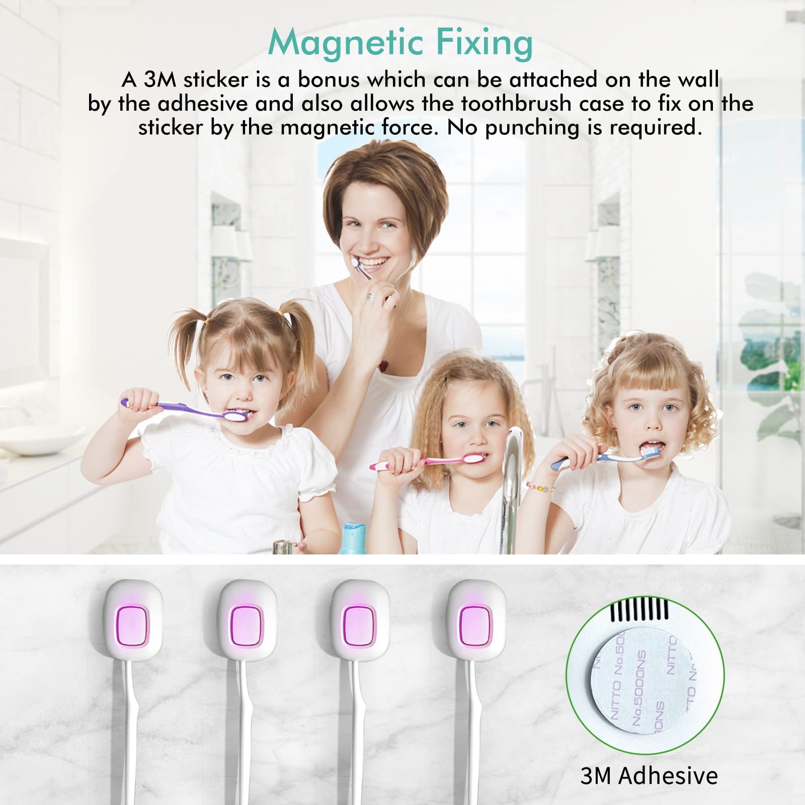 MIKICARE Mini Toothbrush Cover T3 – 3 in 1 Function with Magnetic Sticker, Personal Toothbrush Case for Household & Travel (White)