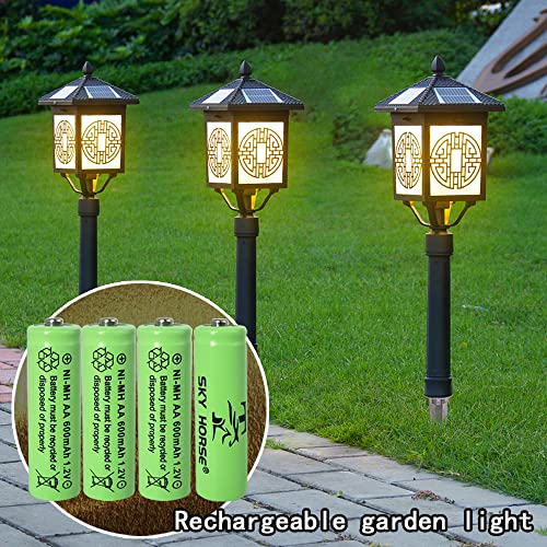 SKY HORSE AA Rechargeable Battery Ni-MH 1.2V 600mAh for Garden Light,Solar Lights,Toys,Remote Control, Mouse(8)…