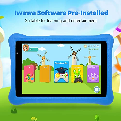 dxmart 32GB,Kids Tablet 8 inch Android 10.0 2GB RAM Quad Core 1280×800 IPS Display Parental Control Kids App Pre-Installed GMS Dual Cameras Kid-Proof Case YouTube Neflix (Blue)
