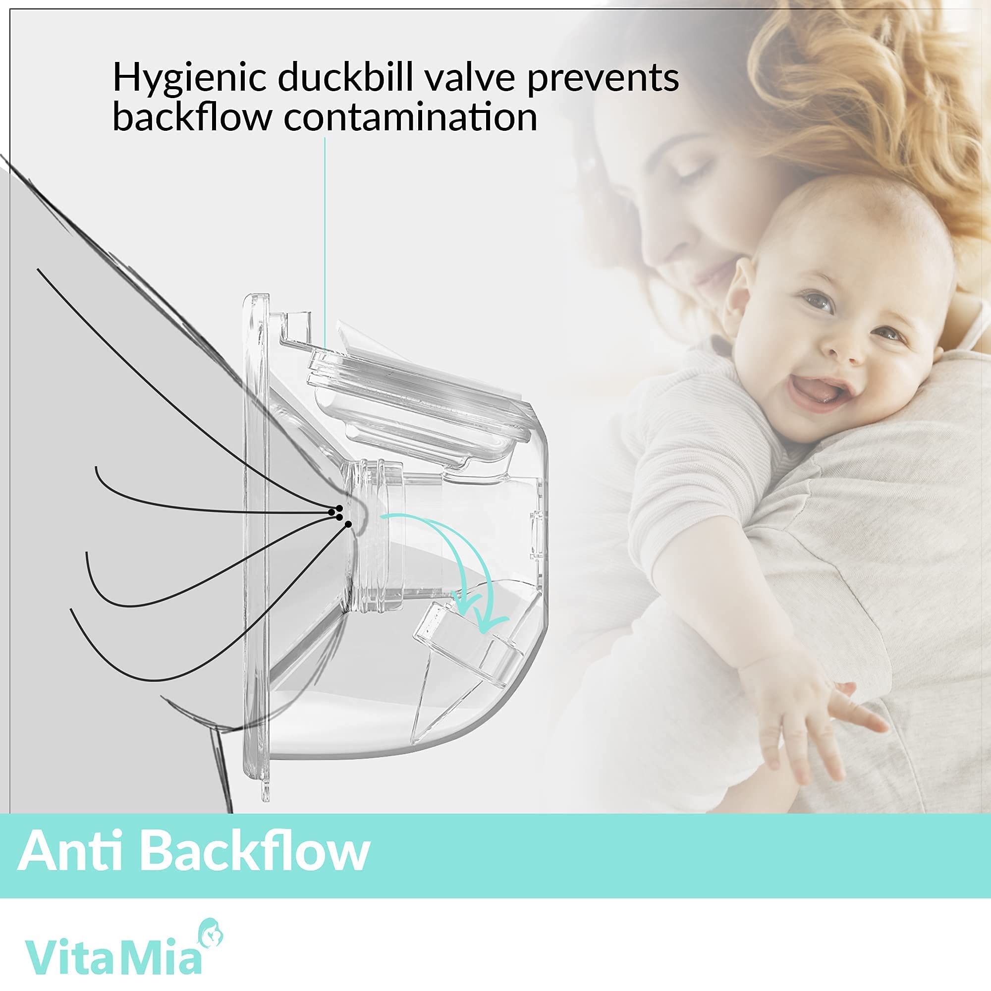 VitaMia Wearable Wireless Double Electric Breast Pump, 16 Levels 3 Modes, Quiet & Vibration- Free Breastfeeding, Silicone Breast Shield, Long Battery Life, Portable & Hands Free