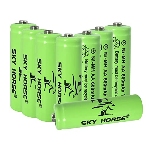 SKY HORSE AA Rechargeable Battery Ni-MH 1.2V 600mAh for Garden Light,Solar Lights,Toys,Remote Control, Mouse(8)โฆ