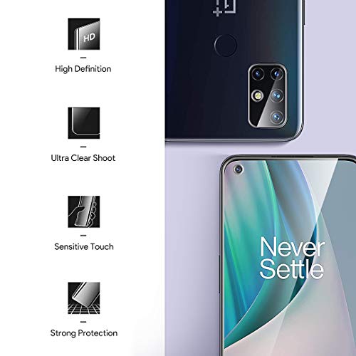 [2 + 3 Pack] LϟK Compatible for OnePlus Nord N10 5G, 2 Pack Tempered Glass Screen Protector and 3 Pack Camera Lens Protector, HD Clear Bubble Free, Anti-Fingerprint, Installation Tray -Gray