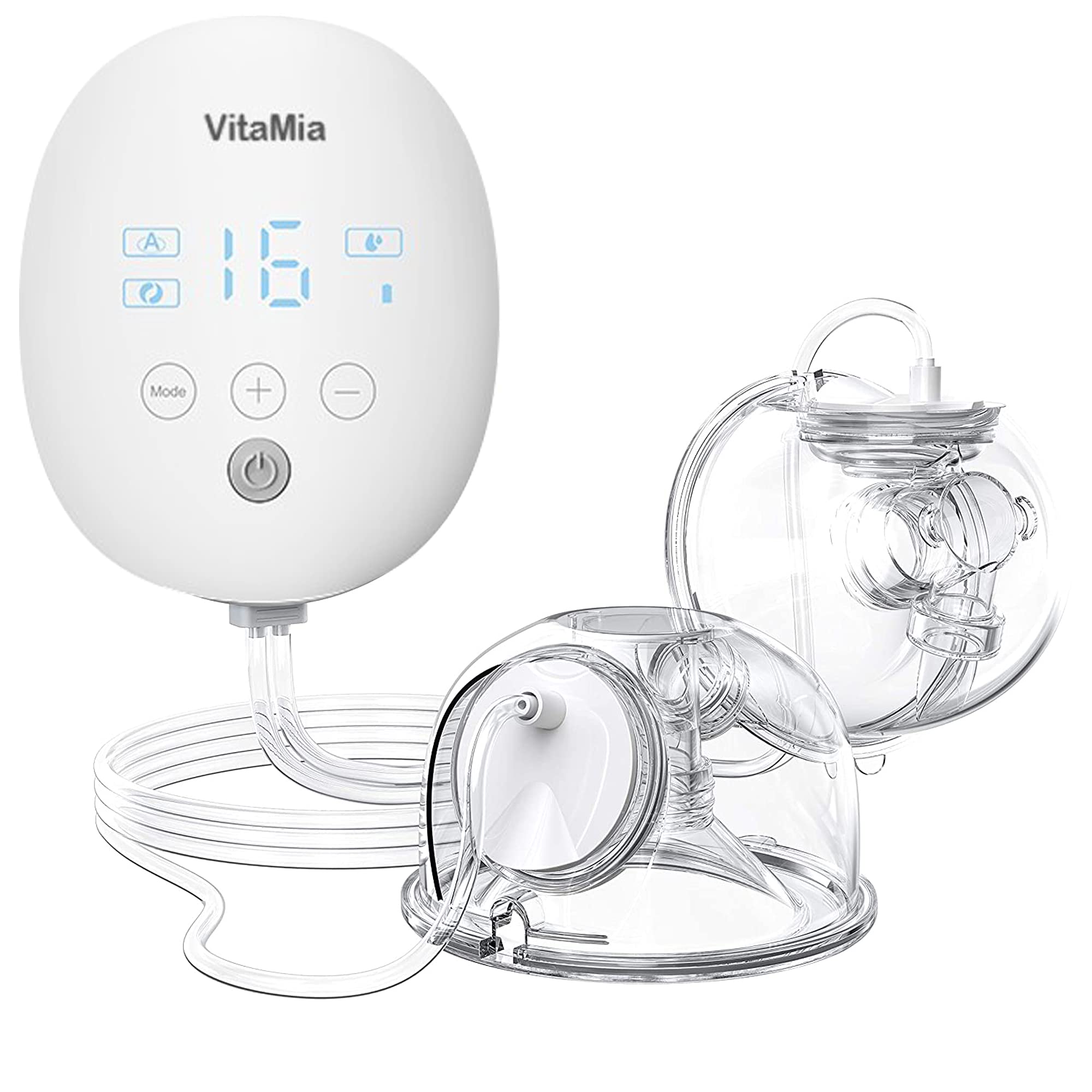 VitaMia Wearable Wireless Double Electric Breast Pump, 16 Levels 3 Modes, Quiet & Vibration- Free Breastfeeding, Silicone Breast Shield, Long Battery Life, Portable & Hands Free