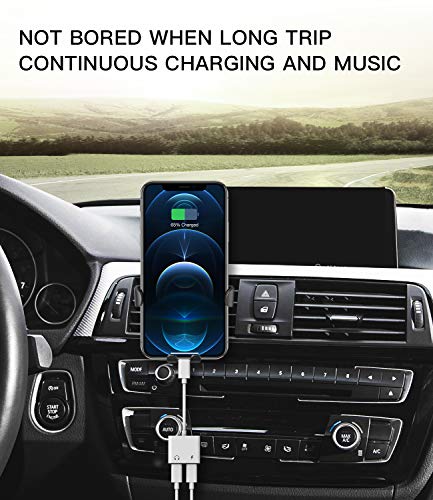Headphone Adapter Lightning to Audio Jack and Charger Extender Earphone Charging Splitter Compatible with iPhone 11 12Mini pro max xs xr x se2 7 8plus for ipad air Cable Converter Apple MFI Certified