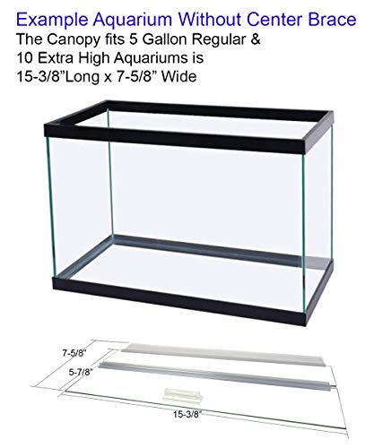 Blue Spotted Single Piece Glass Canopy for 5 Gallon Aquariums, AM31608, 16" Long x 8" Wide Aquariums with No Center Brace