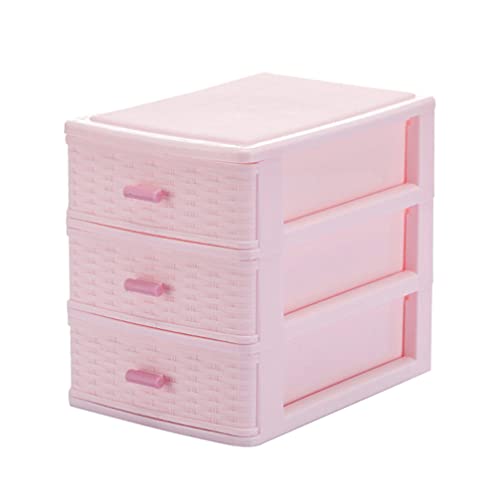 DOITOOL Drawer Desktop Storage Organiser 3 Layer Large Capacity Cosmetic Storage Case Jewelry Holder Box Storage Container for Vanity Bathroom Counter Dresser Pink