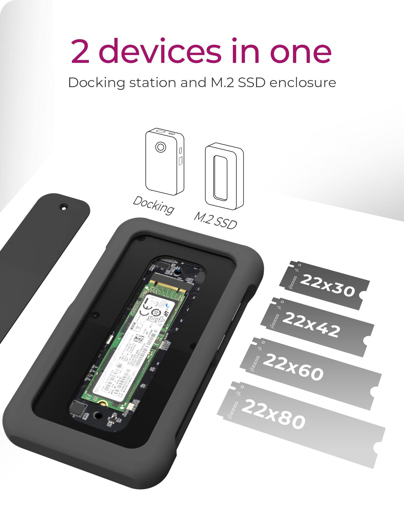 ICY Box 8-in-1 Hub mit integriertem M-Key Einschub, IB-DK2108M-C - Anthrazit