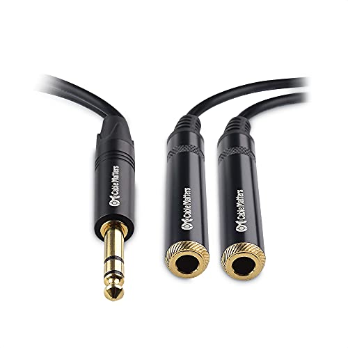 Cable Matters 2-Pack TRS Male to 2X TRS Female 1/4 Splitter Cable (1/4 Inch Headphone Splitter Cable) in Black - 0.2m / 6 Inches
