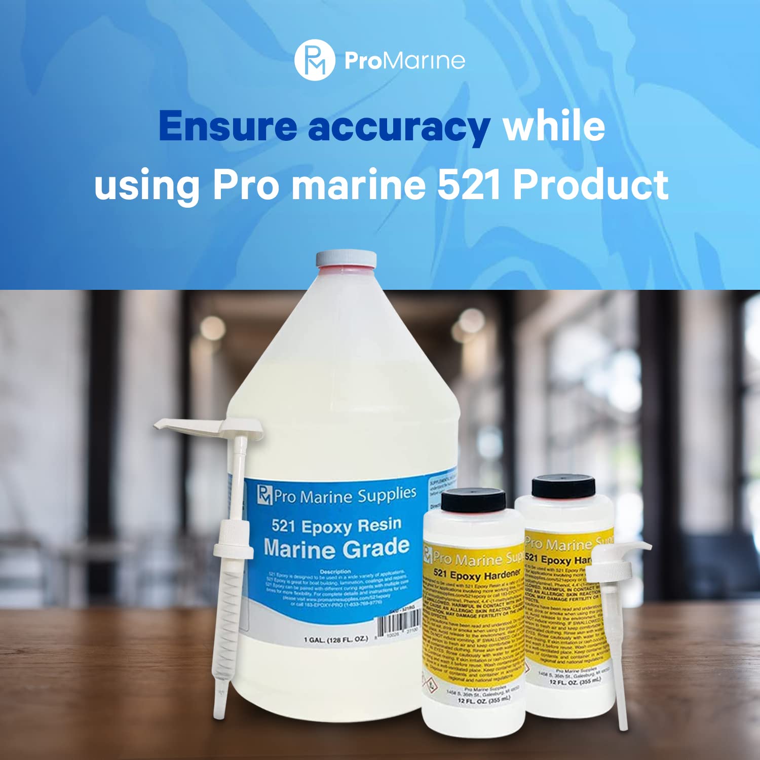 ProMarine Supplies 521 Epoxy Pumps Set | Compatible with 521 Marine Grade Epoxy Kit | With Large and Small Dispenser for Quart and Gallon | Pre-Calibrated and Easy to Use for Graduated Mixing Cups