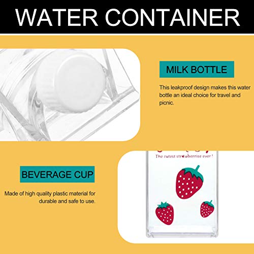 Cabilock 500ml Strawberry Printed Milk Box Milk Carton Water Bottle Plastic Milk Box Juice Bottle Empty Milk Container Water Bottle