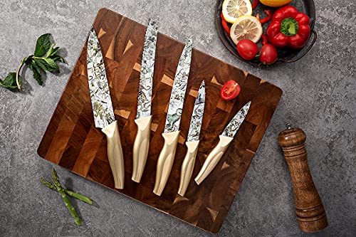 Karcu Knife Set, 5-piece Kitchen Knife Set Nonstick Coated with 5 Knife Sheath Covers