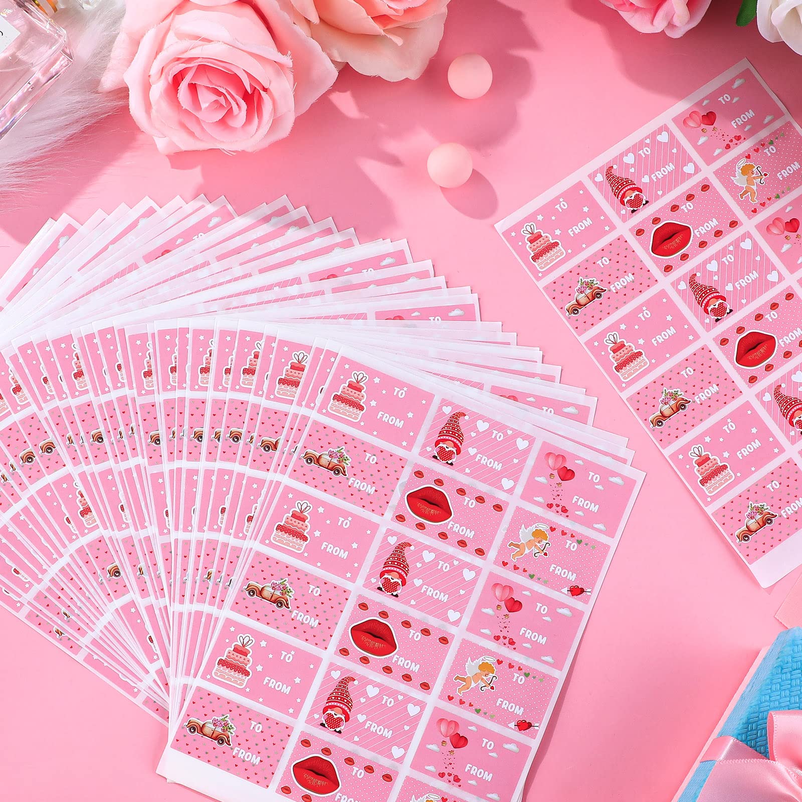 1008 Pieces Happy Valentine's Day Stickers Labels to and from Envelope Seal Stickers 12 Designs Personalized for Valentine Decorations Party Weddings Engagements