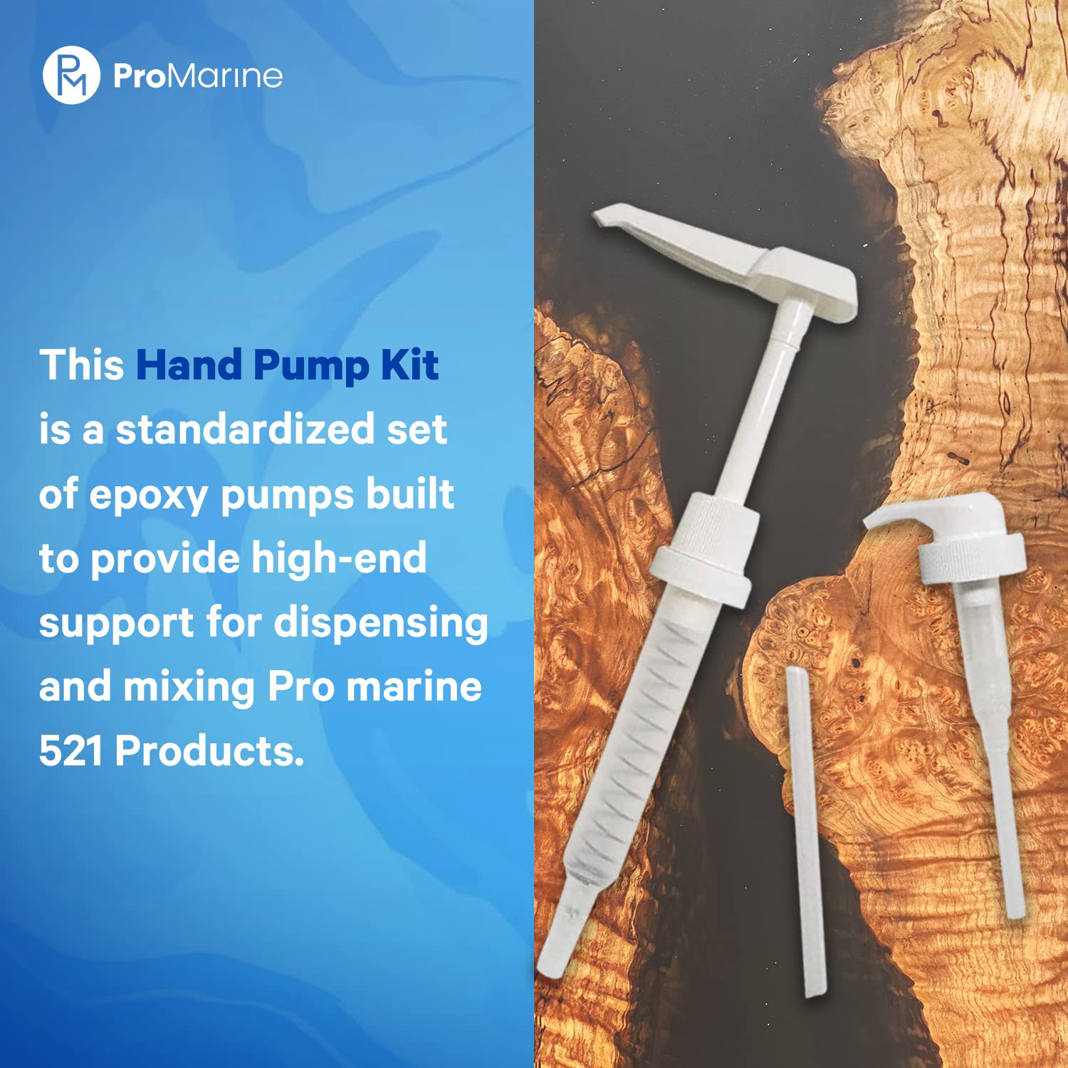 ProMarine Supplies 521 Epoxy Pumps Set | Compatible with 521 Marine Grade Epoxy Kit | With Large and Small Dispenser for Quart and Gallon | Pre-Calibrated and Easy to Use for Graduated Mixing Cups