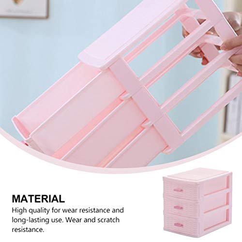 DOITOOL Drawer Desktop Storage Organiser 3 Layer Large Capacity Cosmetic Storage Case Jewelry Holder Box Storage Container for Vanity Bathroom Counter Dresser Pink