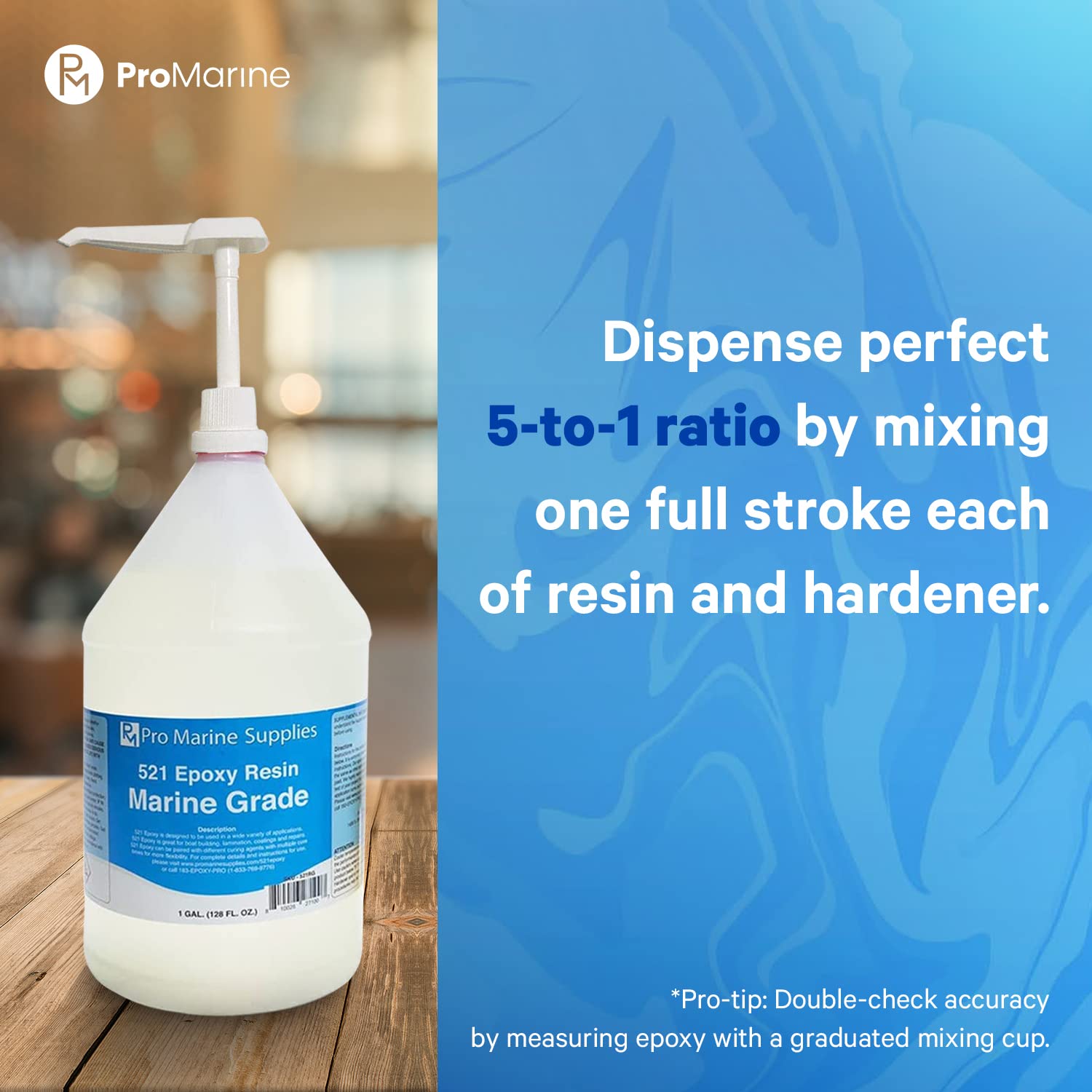 ProMarine Supplies 521 Epoxy Pumps Set | Compatible with 521 Marine Grade Epoxy Kit | With Large and Small Dispenser for Quart and Gallon | Pre-Calibrated and Easy to Use for Graduated Mixing Cups