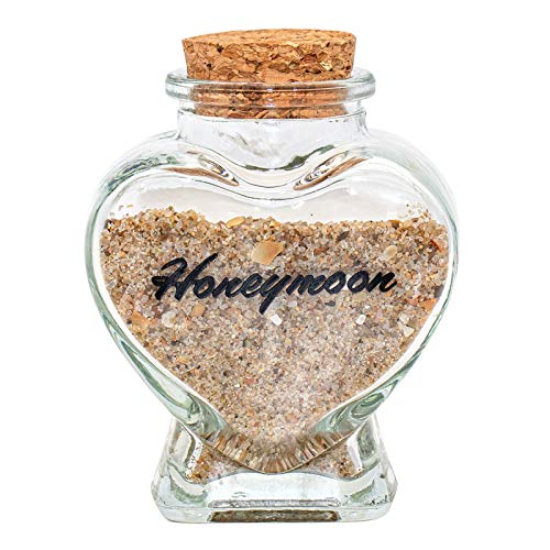 Honeymoon Sand Keepsake Jar - Honeymoon Gifts for Newlyweds Couple,Wedding,Engagement Vacation Travel - Wedding Gifts for Couple with Unique Romantic (HEART SHAPED JAR)