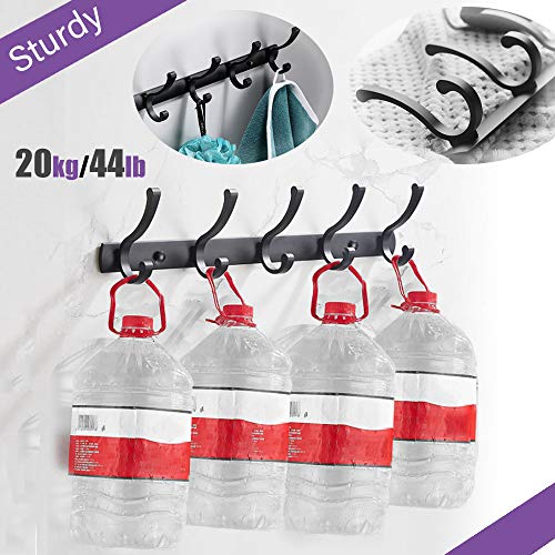 Spotact Wall Mounted Coat Rack, 4 Dual Hooks for Hanging Coats Black Towel Hanger 13.8βx1.3β Anti-Rust Clothes Hook for Entryway, Bathroom, Room, Kitchen (4 Hooks(2 Packs))