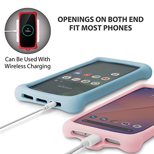 Boneใ Lanyard Phone Bubble Tie 2, Universal Phone Anti-Shock Bumper Case, Adjustable Neck Strap w/Phone Ring Holder for Apple iPhone 12, Samsung Galaxy, Google Pixel, Fits Phones Size 6.1-7.2"- Red