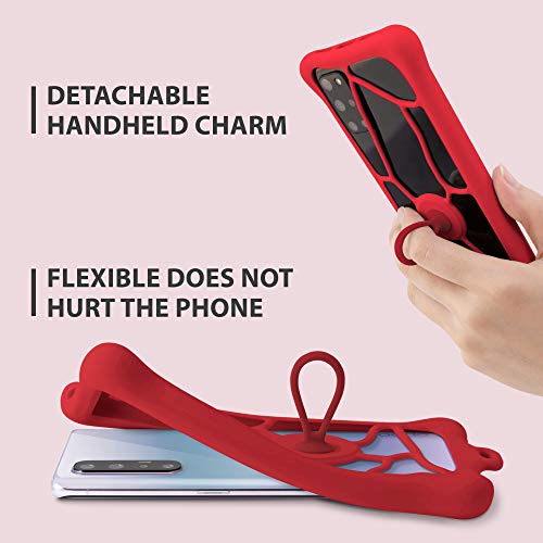 Boneใ Lanyard Phone Bubble Tie 2, Universal Phone Anti-Shock Bumper Case, Adjustable Neck Strap w/Phone Ring Holder for Apple iPhone 12, Samsung Galaxy, Google Pixel, Fits Phones Size 6.1-7.2"- Red