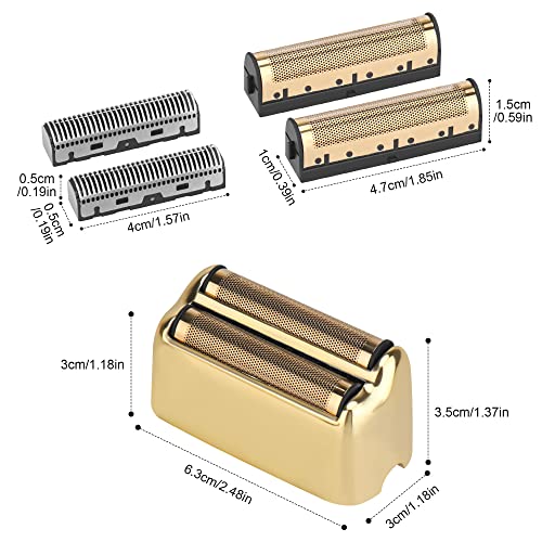 Anrom Shaver Replacement Foil and Cutters Compatible with BabylissPRO Barberology Foil Shaver, Replacement Double Foil Shaver Head with 2 Cutters Blade Set (Silver)