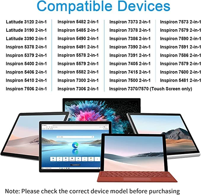 Stylus Pen for Dell - Compatible with Select 2-in-1 Models: Inspiron 5379, 5482, 7306, 7500, 7506, 7573, 7586, Latitude 3190, 3390, 7586, PN350M, PN338M, PN771M (Support Specific Model Only)