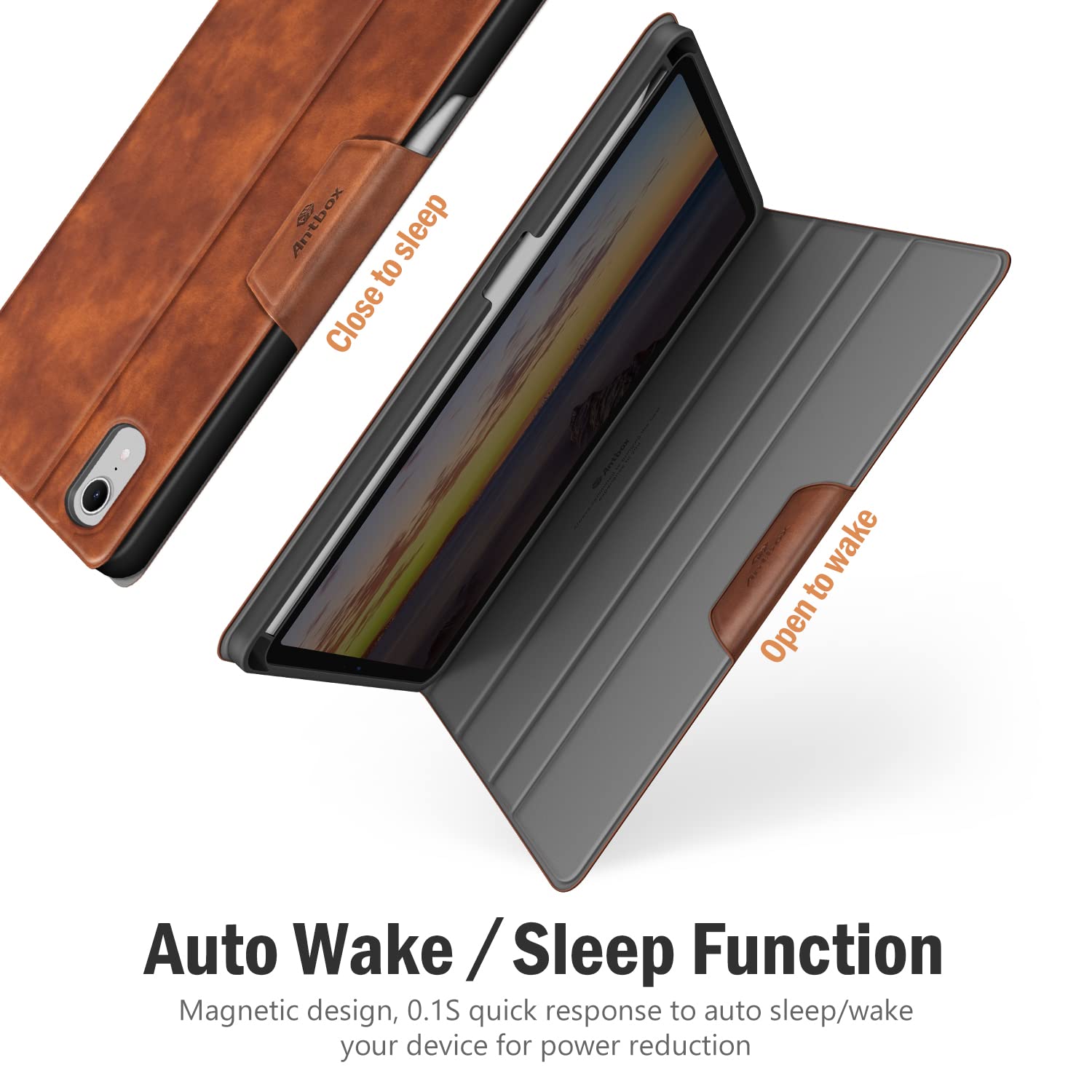 Antbox Case for iPad Mini 7 A17 Pro Case, iPad Mini 7th/6th Generation Case (2024/2021) with Pencil Holder Vegan Leather Smart Cover with Auto Sleep/Wake Stand Function