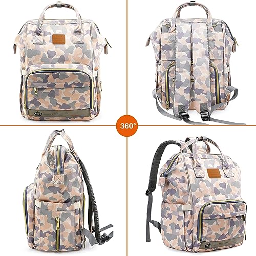 Limhoo Diaper Bag Backpack for Men Dad, Waterproof Large Canvas Camo Nappy Bags, Baby Care Bag (New Camouflage)