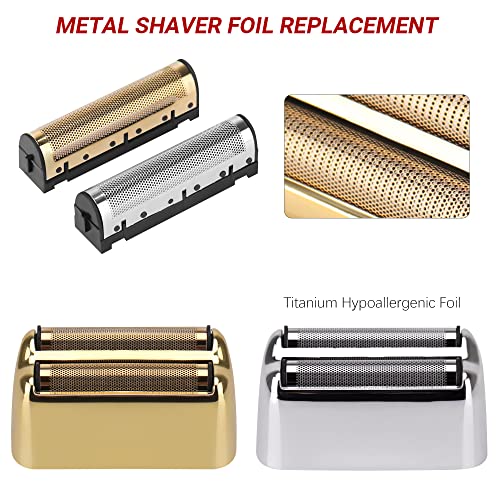 Anrom Shaver Replacement Foil and Cutters Compatible with BabylissPRO Barberology Foil Shaver, Replacement Double Foil Shaver Head with 2 Cutters Blade Set (Silver)