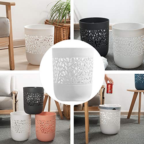 YARNOW Bathroom Trash Can Round Plastic Small Trash Can Wastebasket Garbage Storage Bin for Office Bathrooms Powder Rooms Kitchens Supplies 16L