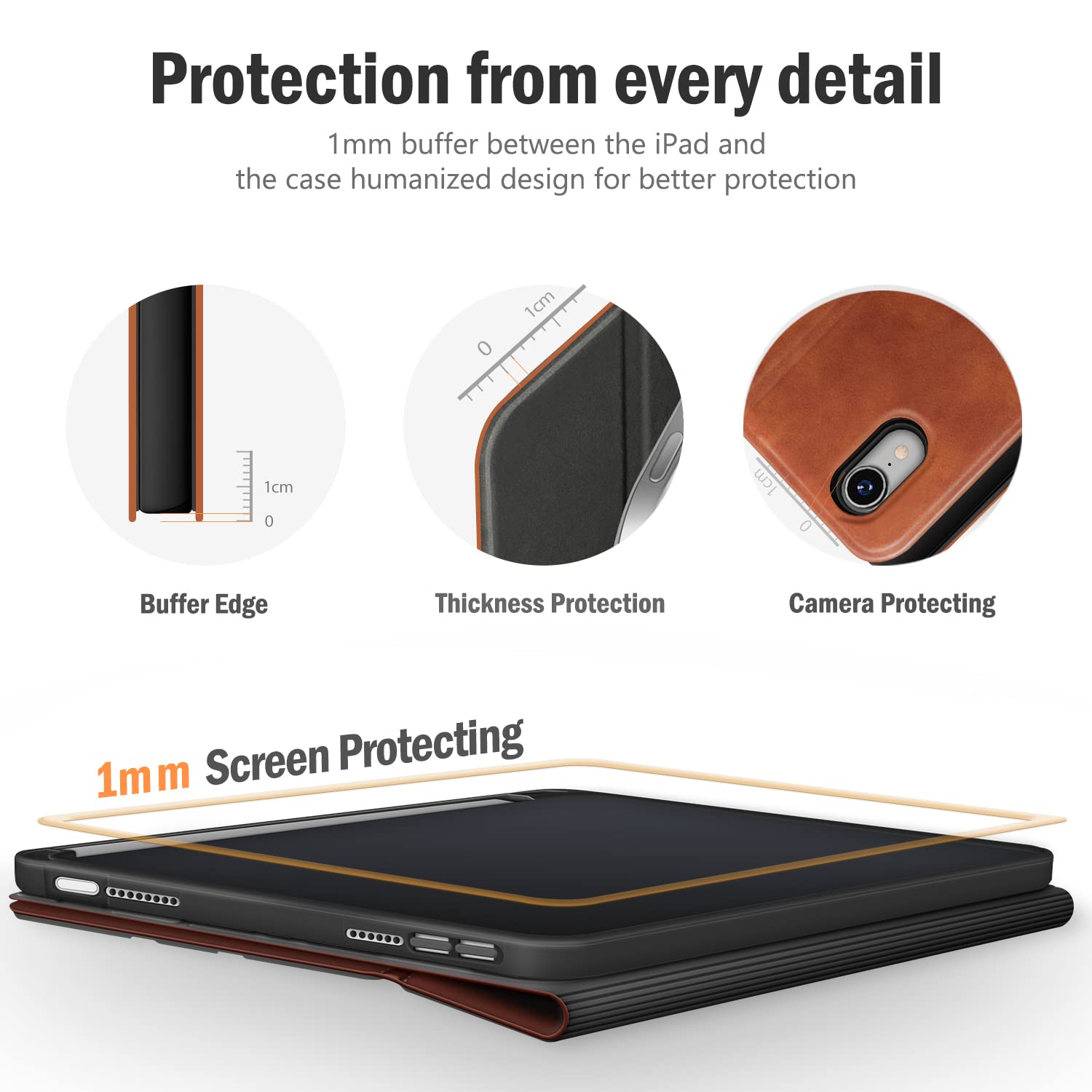 Antbox Case for iPad Mini 7 A17 Pro Case, iPad Mini 7th/6th Generation Case (2024/2021) with Pencil Holder Vegan Leather Smart Cover with Auto Sleep/Wake Stand Function