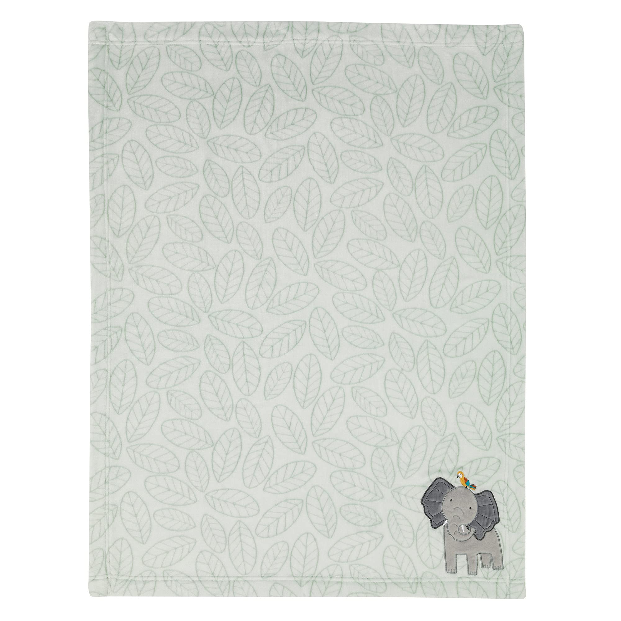 Lambs & Ivy Jungle Friends Appliqued Fleece Nursery Baby Blanket - Elephant