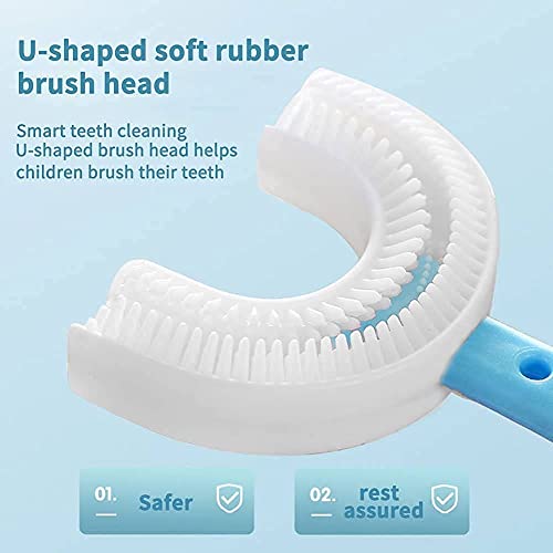 Rednow 2 Pcs U-Shaped Toothbrush for Kids(2-12Year), Manual Training Tooth Brush, U Shape Portable Baby Silicone Toothbrush for Childrens Special Design for Toddlers (2pcs 6-12year)