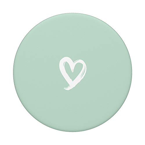 White Minimalist Heart Green PopSockets Swappable PopGrip