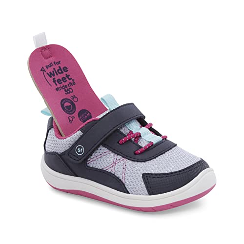 Stride Rite 360 Girls Carson Athletic Sneaker, Navy, 4 Toddler