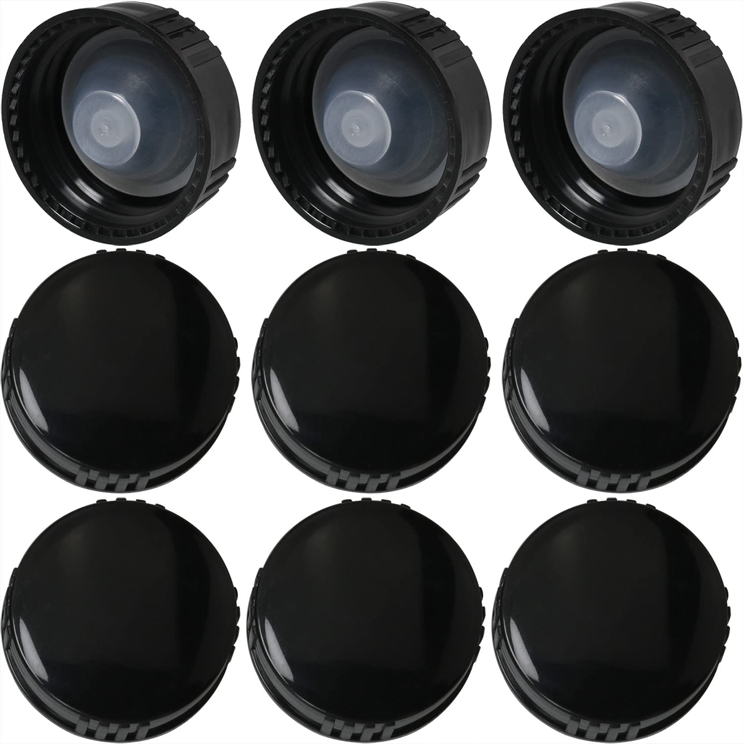 MEETOOT 12pcs Phenolic Resin Cover 28mm Black Poly Seal Screw Caps for Daily Chemicals, Food, Cosmetics Bottles