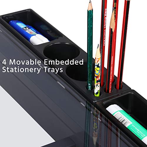 Yaheetech Adjustable Drafting Draft Table Glass Drawing Desk Tiltable Tabletop w/Stool and Storage Drawers for Reading, Writing, Painting Art Craft Work Station