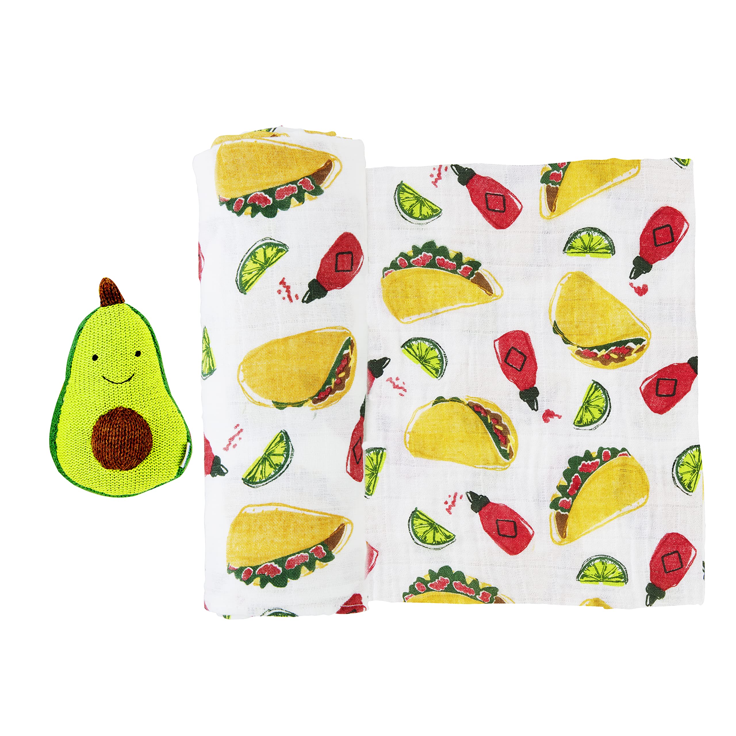 Mud Pie Children's Swaddle & Rattle Set, Taco