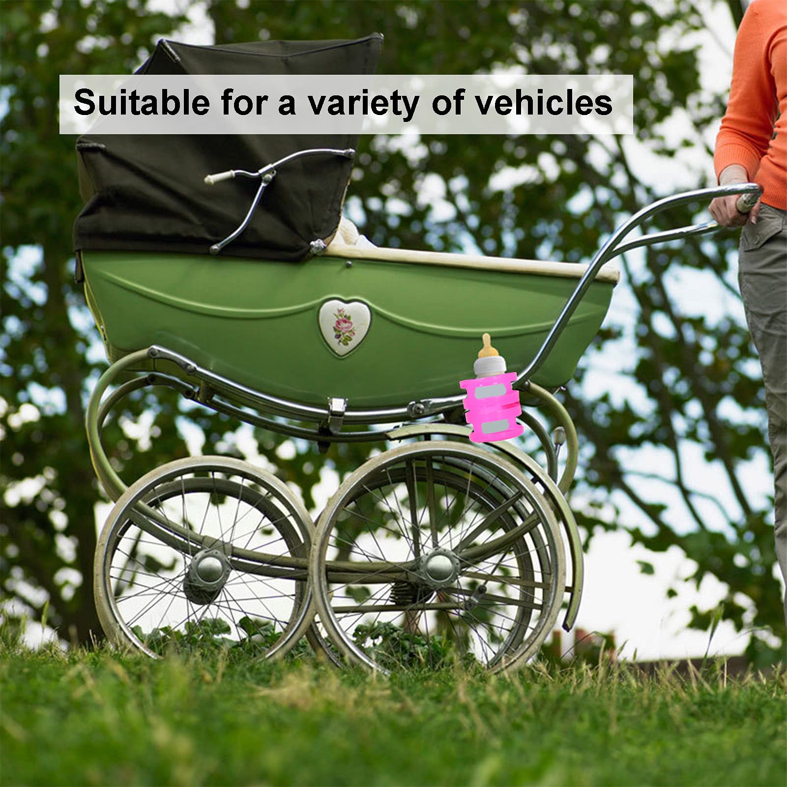 Universal Cup Holder, Stroller Water Bottle Holder Stroller Cup Holder Stroller Drink Holders Adjustable for Stroller Bicycle Wheelchair(pink)