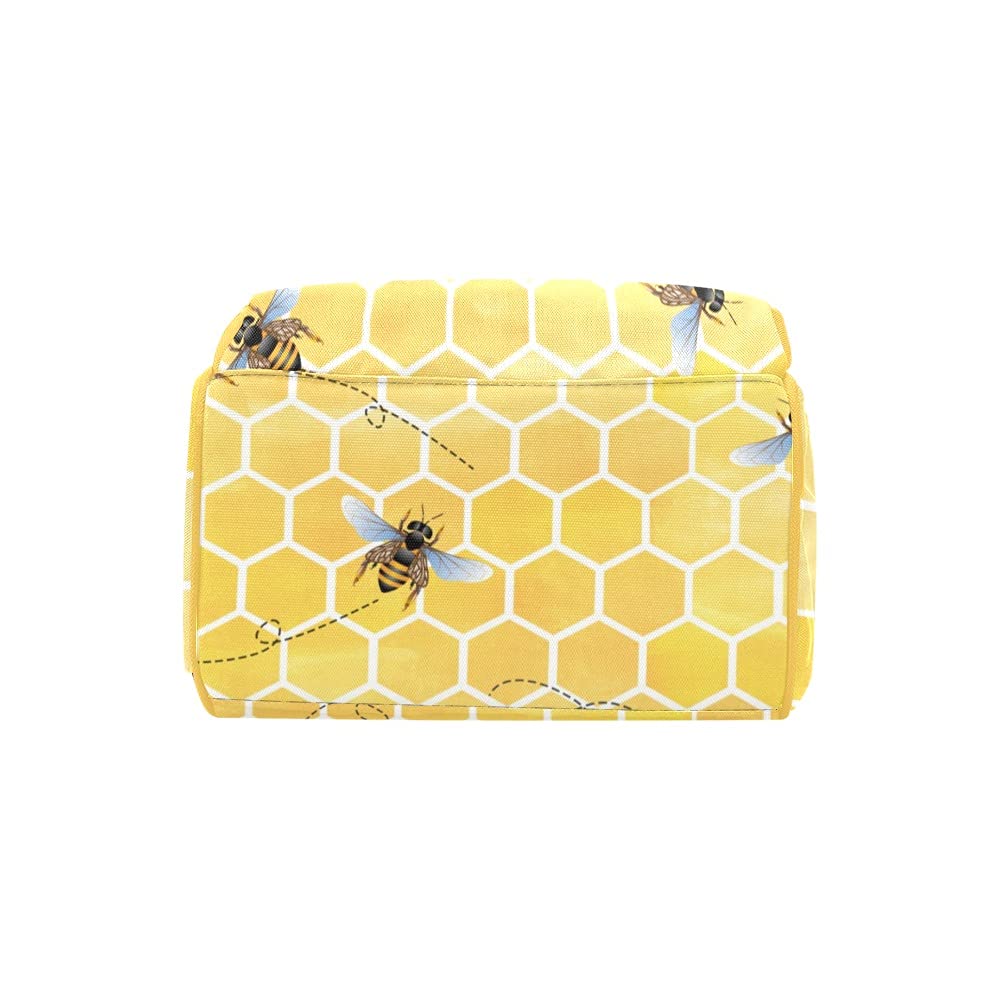 Yeshop Bee Honey Yellow Personalized Diaper Bag Backpack Tote with Name,Custom Travel Nappy Mommy Bag Backpack for Baby Girl Boy Gift, 10.83x6.69x15 inch