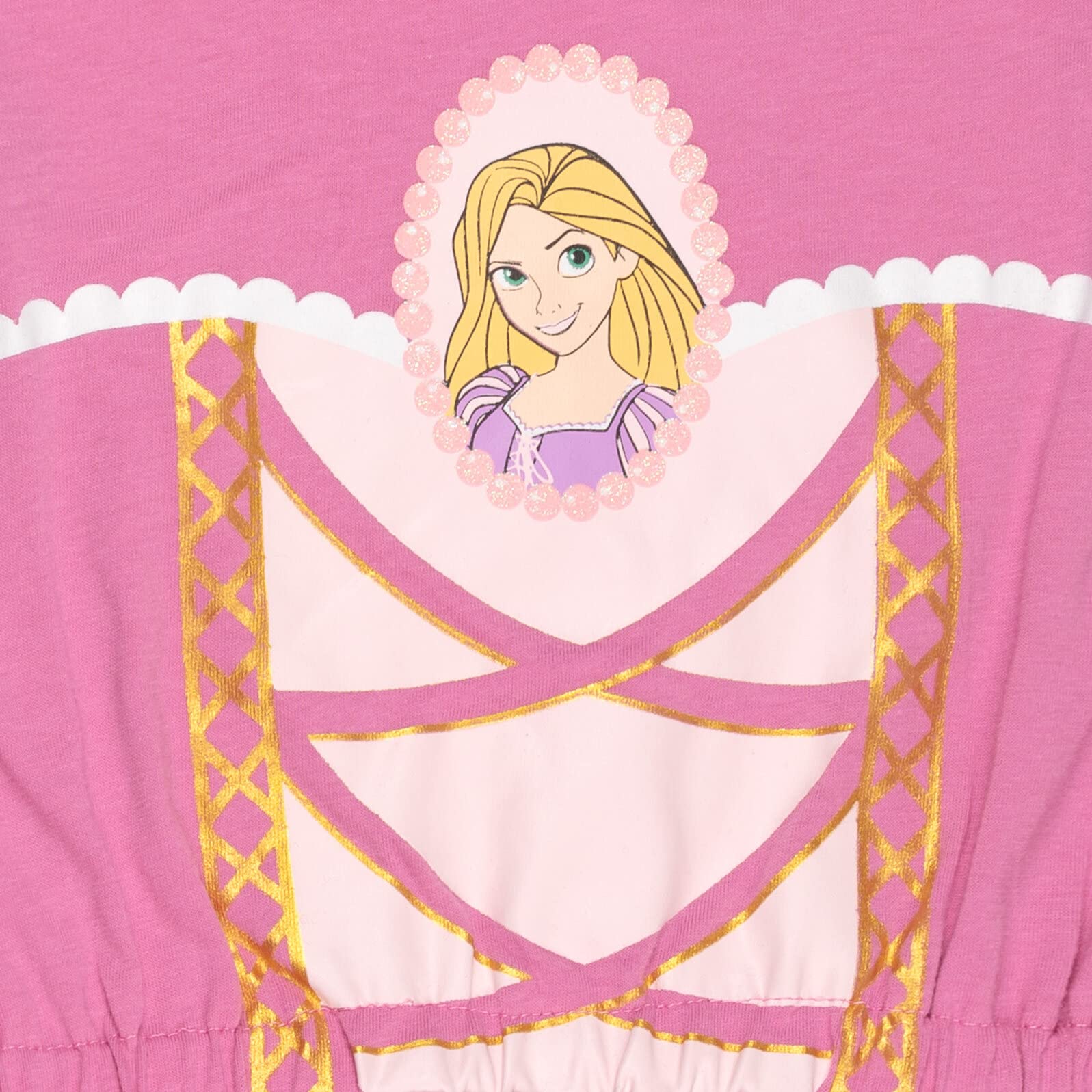 Disney Princess Rapunzel Big Girls Metallic Print Romper With Skirt Overlay 10-12