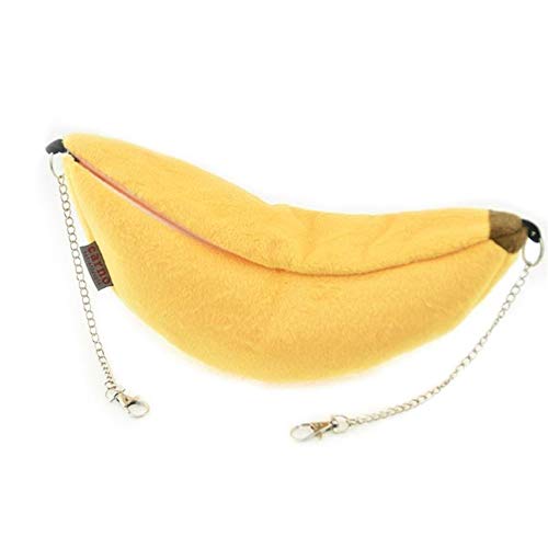 Winwinfly Hamster Hanging House Hammock Banana Design Small Animals Cotton Cage Sleeping Nest Pet Bed Rat Hamster Cage Swing (Color : Yellow)