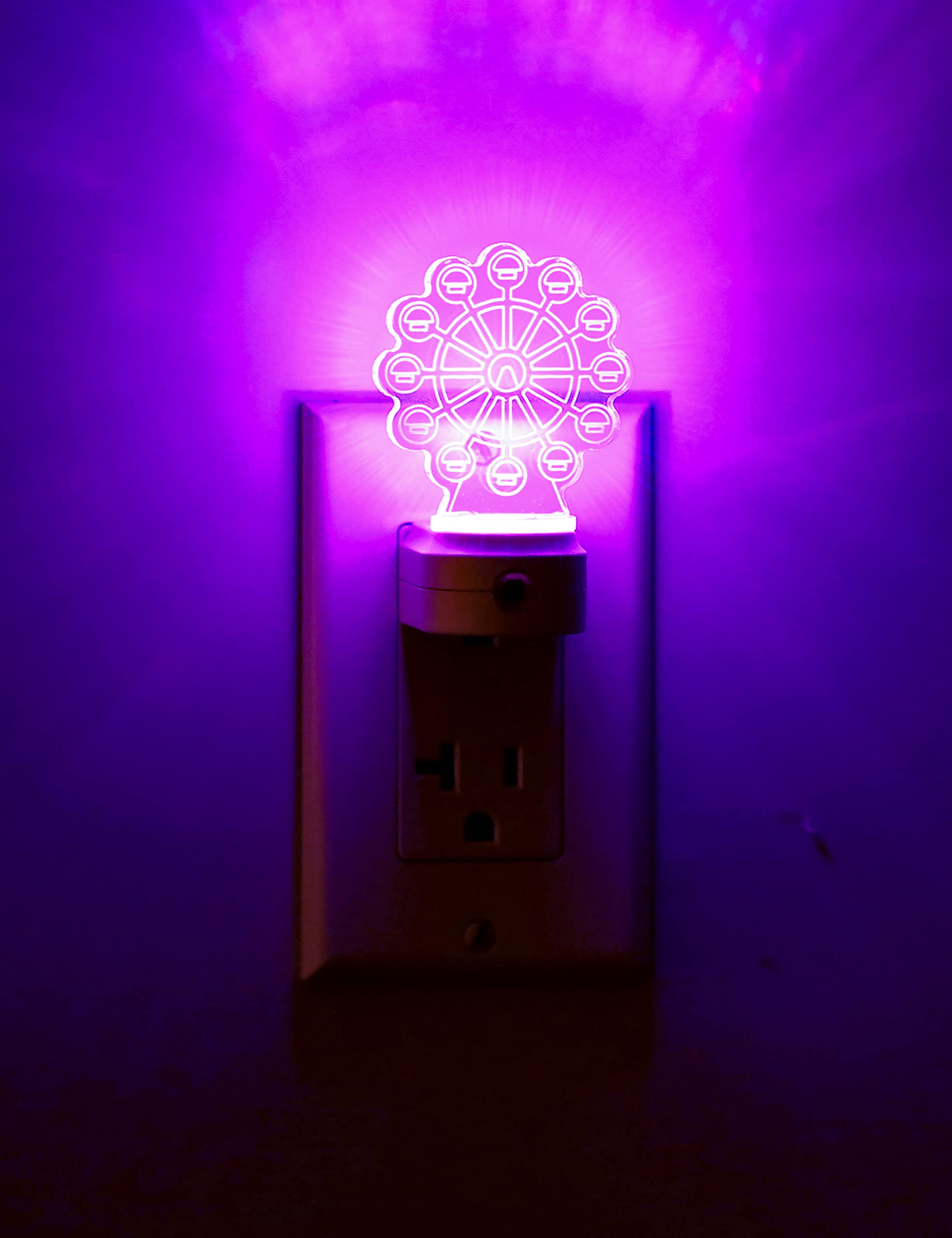 Plug in Night Light,Specmsky Ferris Wheel Night Light for Kids,3 lighting Modes RGB Night Lamp,Multi-Color Changing,LED Night Light with Dusk to Dawn Sensor for Nursery,Bedroom,Stairs,Kids' Room Decor